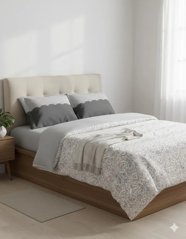 ACHATS Grey Cotton Double Bedsheet With Pillow Cover Price in India ...