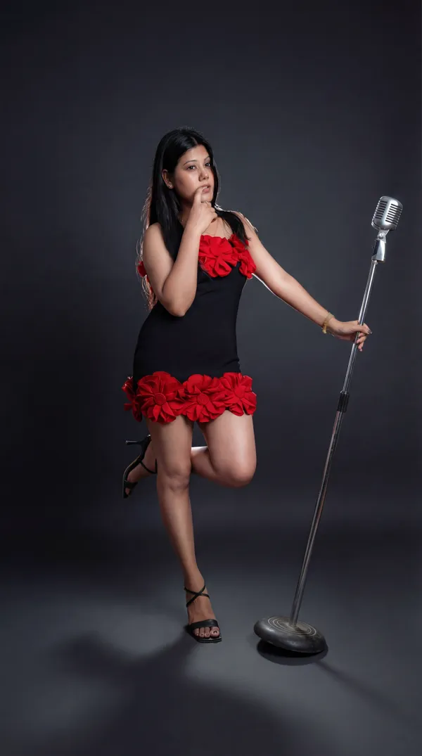 Ekeshwara Statement 3D Red Floral Embellished Black Bodycon Mini Dress ...