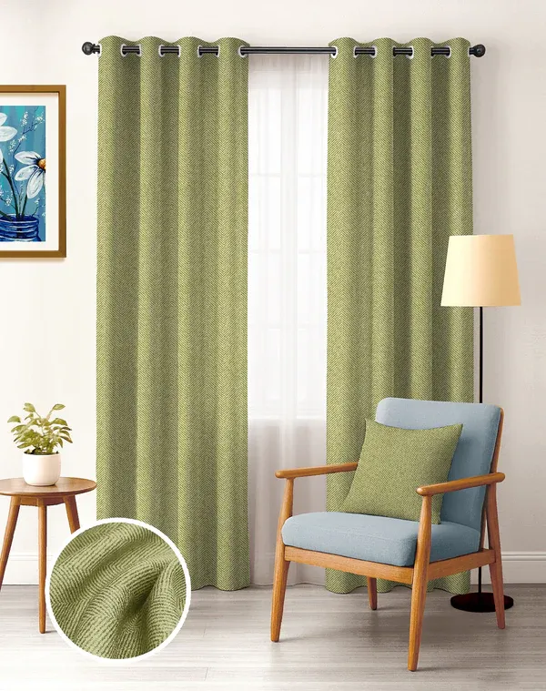 PARDEWALLA Light Green Premium Polyester Curtains For Homedecor,pack of ...