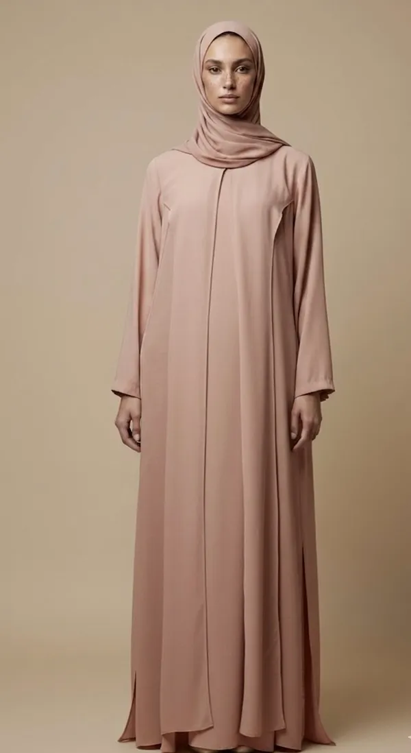 Wrap Label Beige Panel Abaya And Georgette Scarf For Women Price in ...