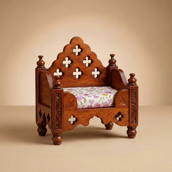 AARADHYA SHRINGAR Red Handcrafted Wooden Baby Cradle With Carved ...