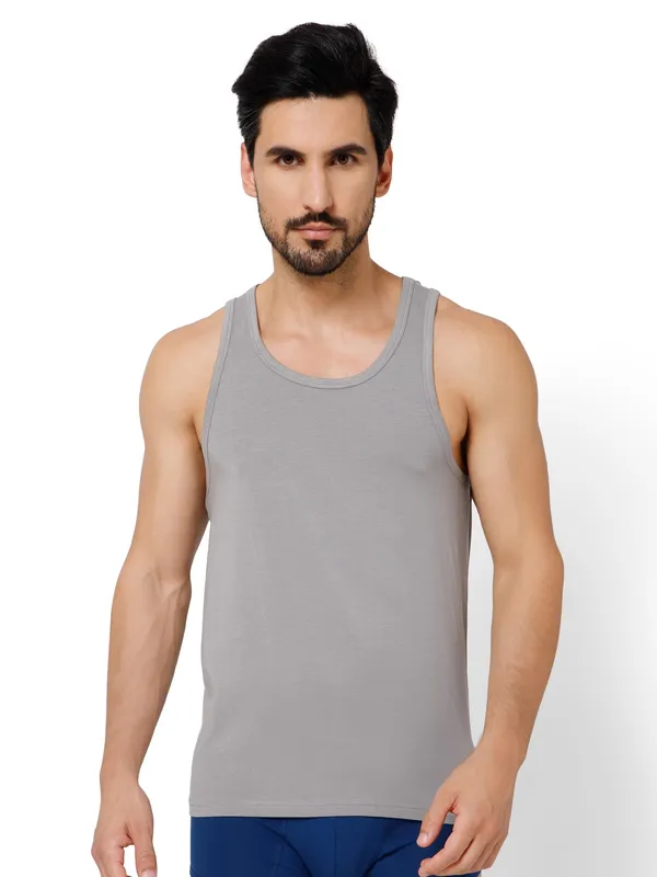 Oxyzone OXYZONE Men's Pima Cotton Vest Super Soft Solid Round Neck ...