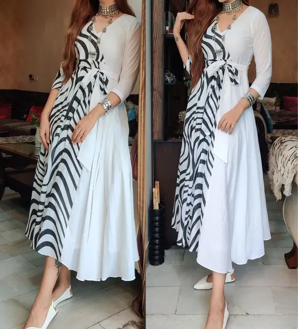 Zexa Texa Black and White Angrakha maxi Price in India - Buy Zexa Texa ...