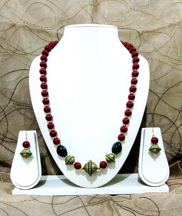 DHIVARA Shimmering Glittering Maroon Pearl Jewellery Sets For Women ...