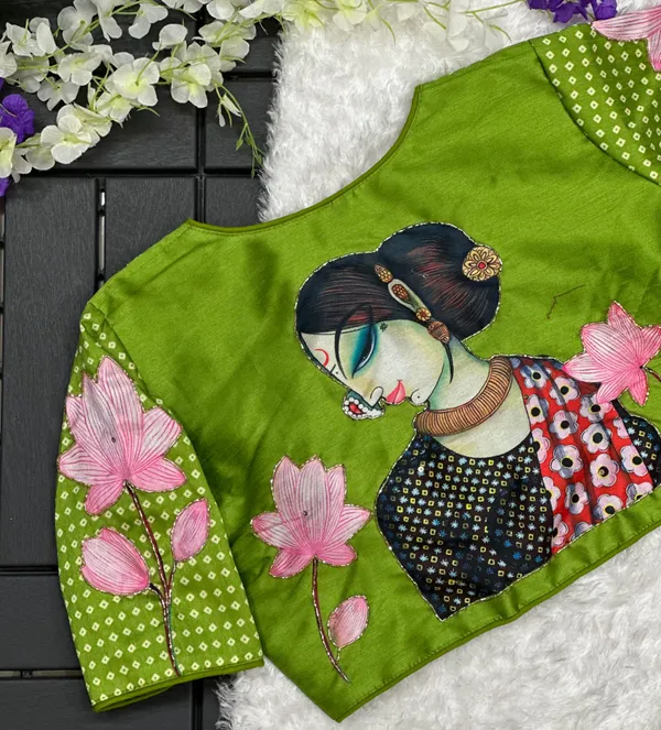 blouse back flower design