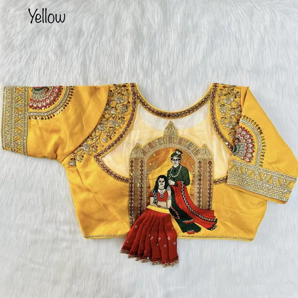 WOMENIA FASHION Yellow Heavy Embroidery Bridal Work Blouse Price in ...
