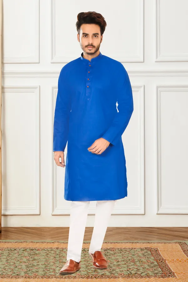 Ismail Lungies Ismail men's blue plain color kurta set for men Price in ...