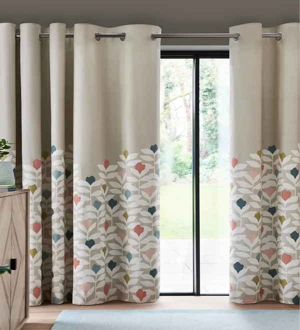 COTTON CURTAIN Pack Of 2 - 70% Blackout Floral Print Curtains for Home ...