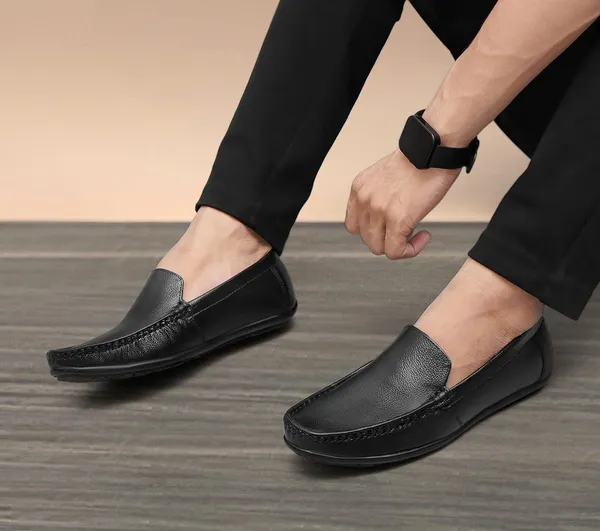 Aramish Black Genuine Leather Padded Loofer Shooes For Men Price in ...