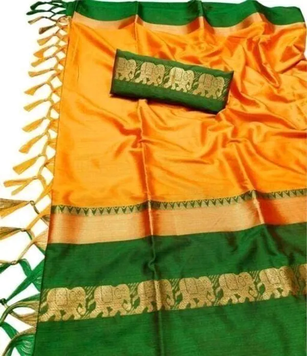 ASCreation Divne Hathi Design Cotton Silk Saree Price in India - Buy ...