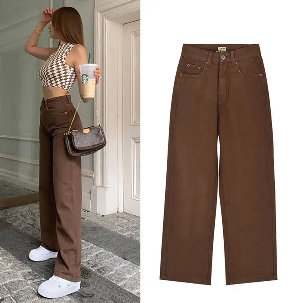 High Buy Dark Brown Wide Leg Jeans For Women Price in India - Buy High ...